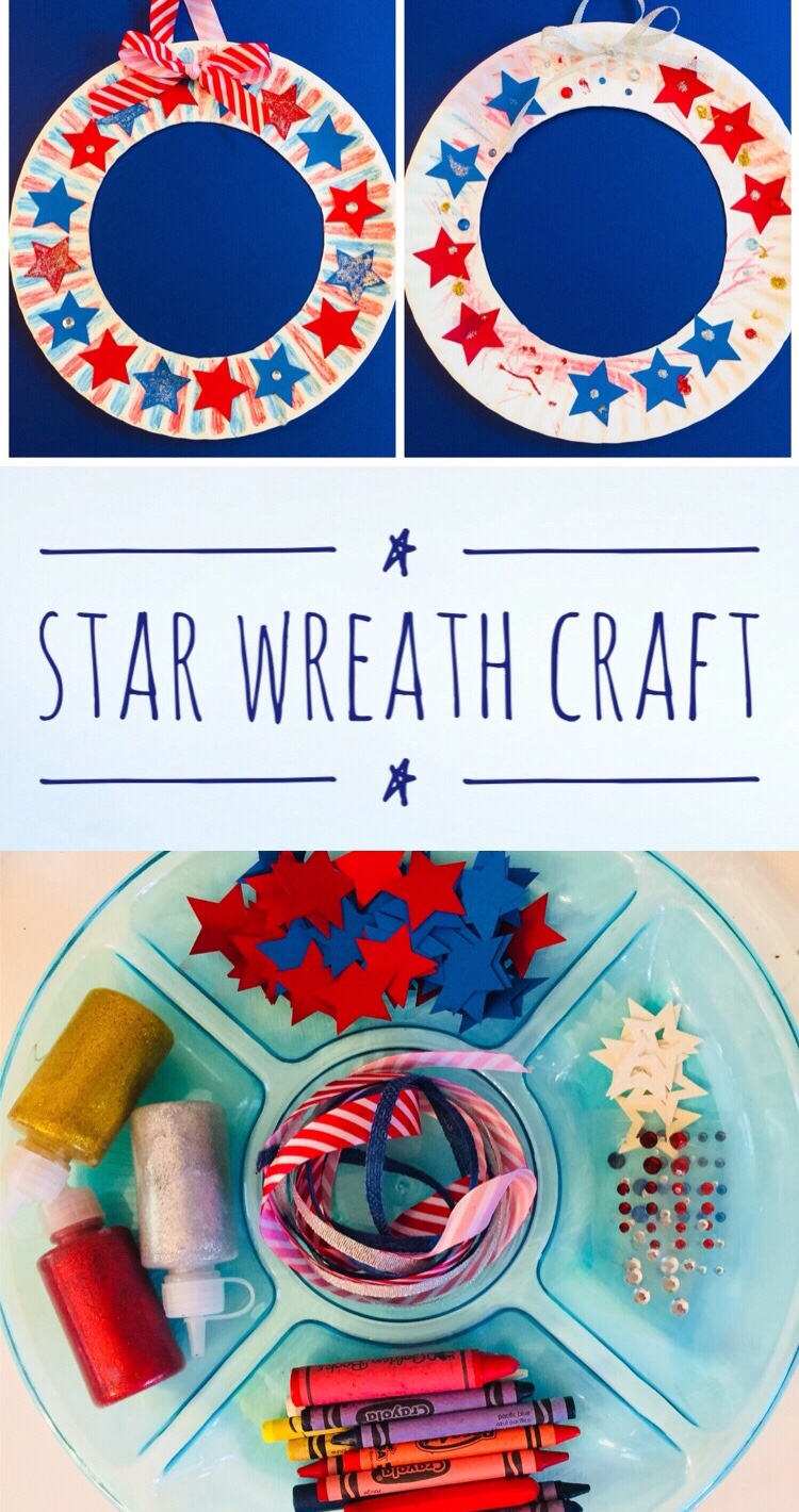 Patriotic Star Wreath Paper Plate Craft - Easy Summer Craft for Kids