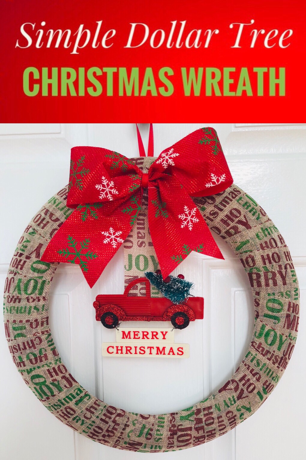 Simple Dollar Tree Christmas Wreath - Glitter On A Dime