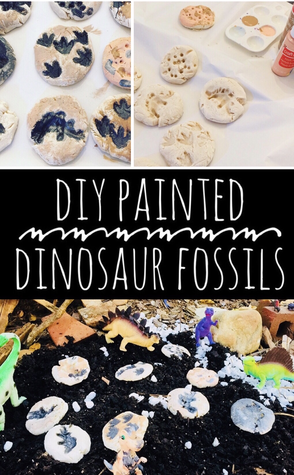 DIY Painted Dinosaur Fossils - Glitter On A Dime