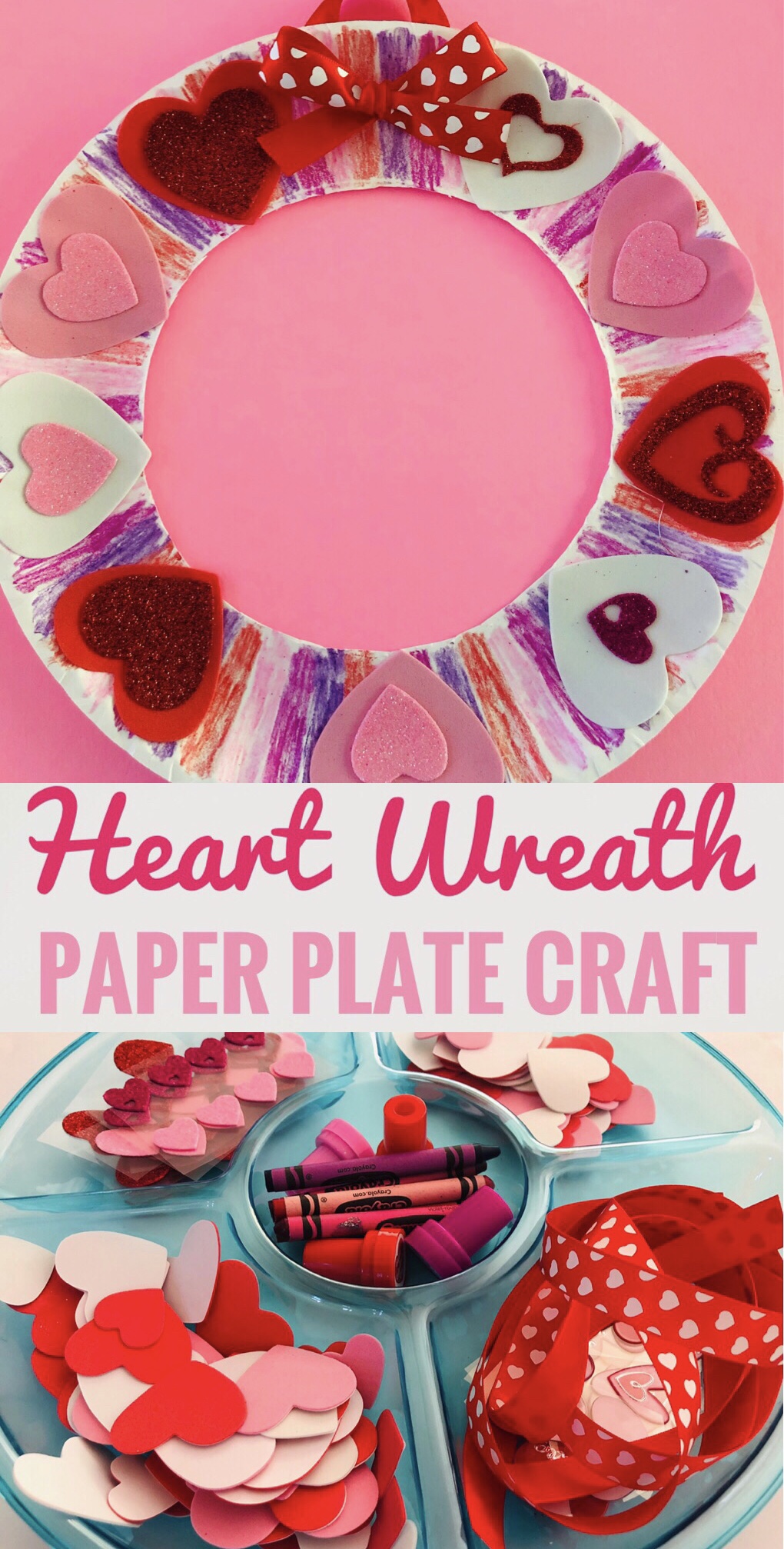Valentine Heart Paper Plate Wreath Craft - Glitter On A Dime