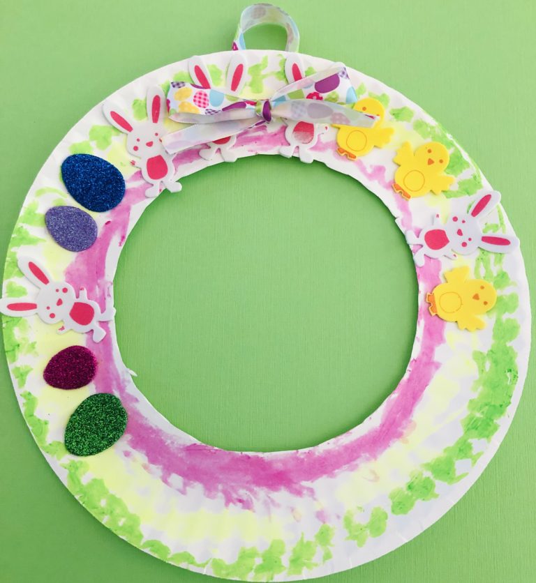 Paper Plate Easter Wreath - Easy Craft for Kids - Glitter On A Dime