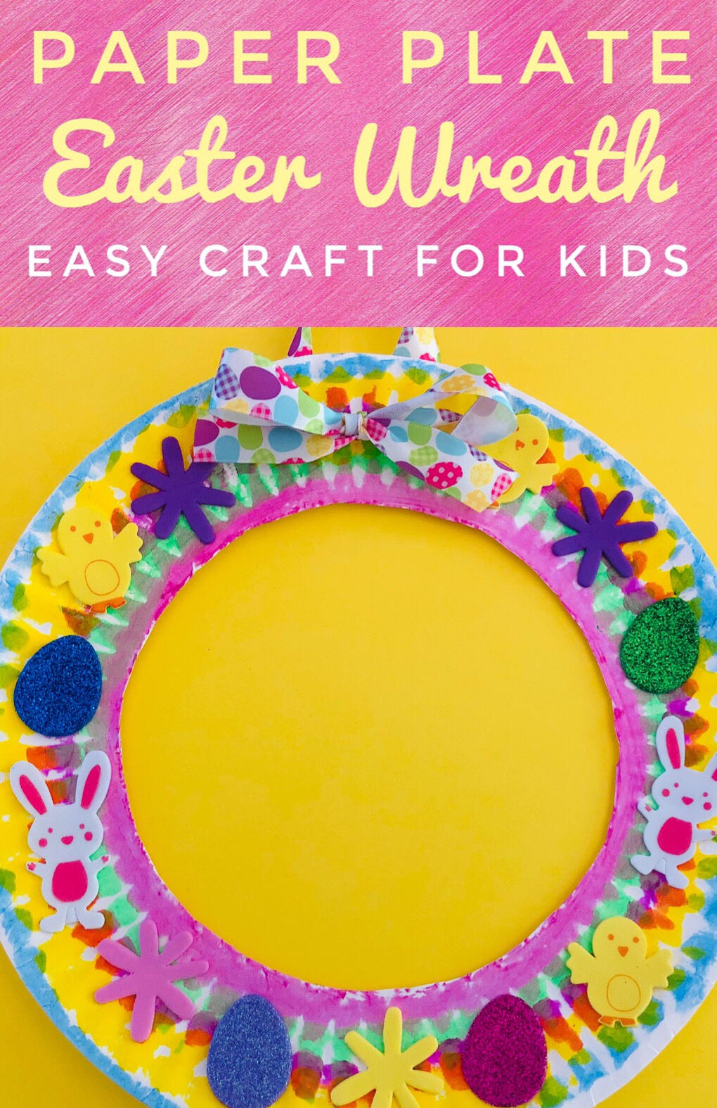 Paper Plate Easter Wreath - Easy Craft for Kids - Glitter On A Dime