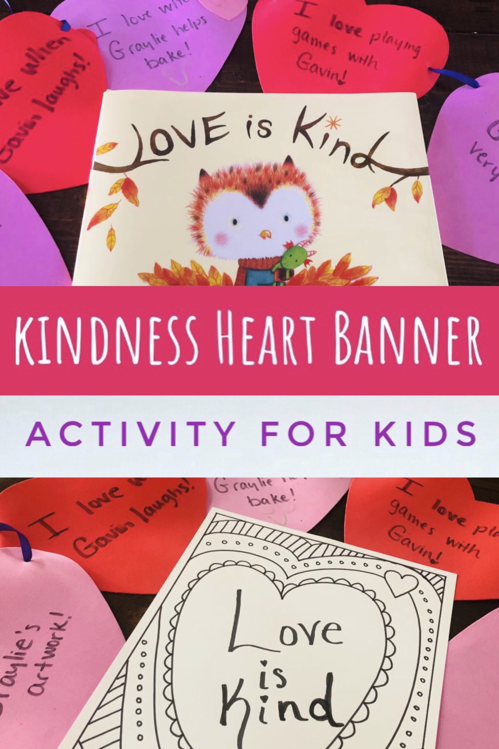Heart Banner Kindness Activity for Kids - Glitter On A Dime