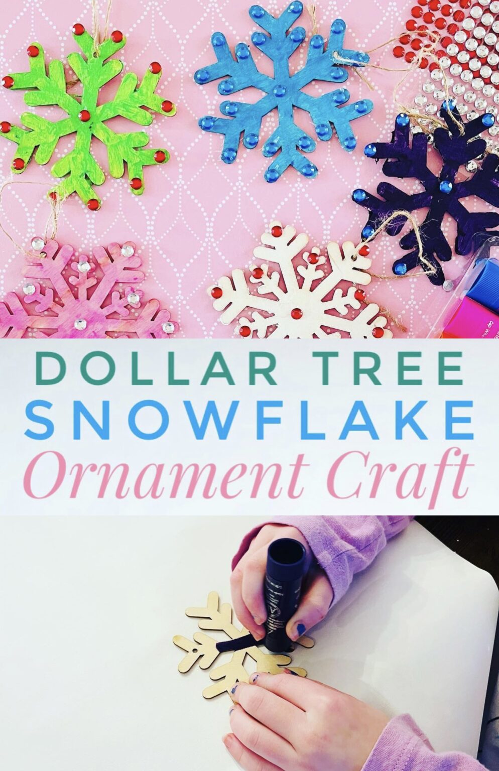Simple Dollar Tree Snowflake Ornament Craft for Kids - Glitter On A Dime