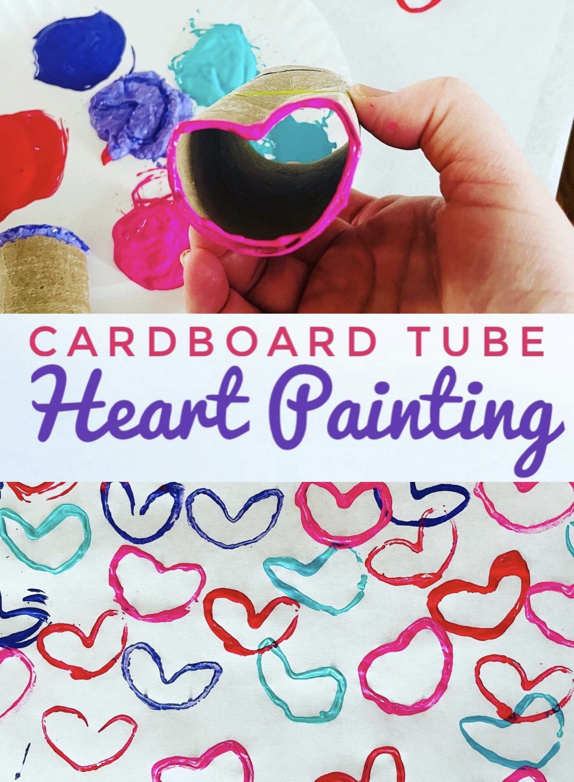 Heart Painting with Cardboard Tubes - Glitter On A Dime