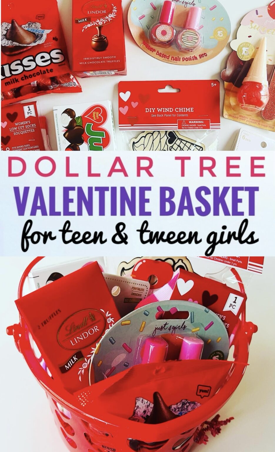 Dollar Tree Valentine Basket for Tween and Teen Girls - Glitter On A Dime