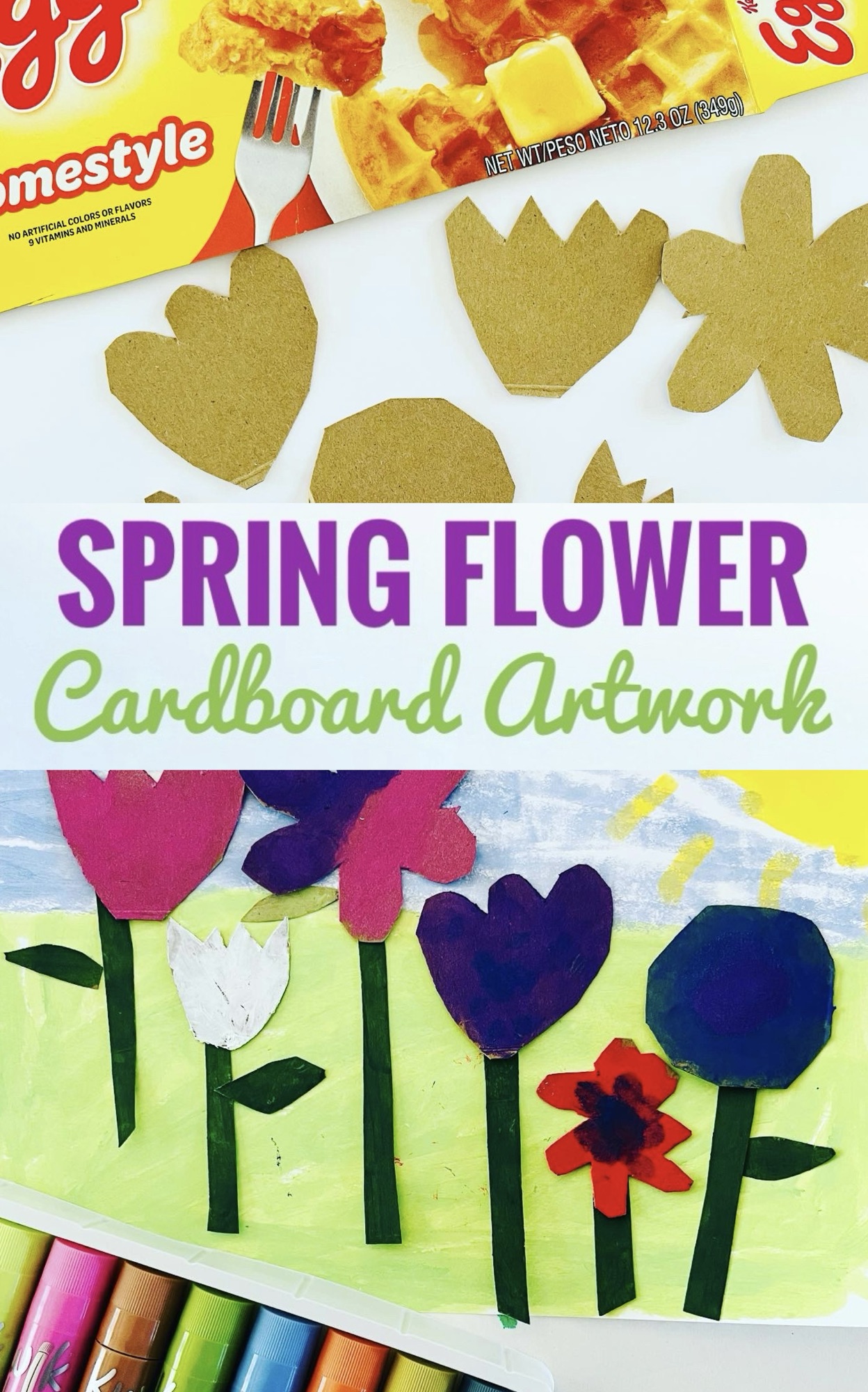 Spring Flower Recycled Cardboard Artwork - Glitter On A Dime
